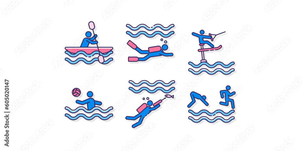 Water Sport Icons logo design inspiration Stock Vector | Adobe Stock