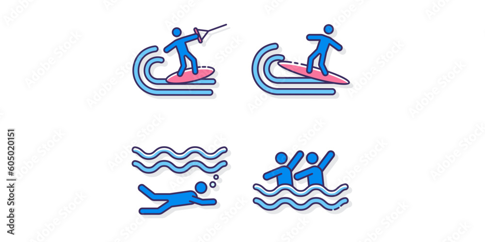 Water Sport Icons logo design inspiration Stock Vector | Adobe Stock