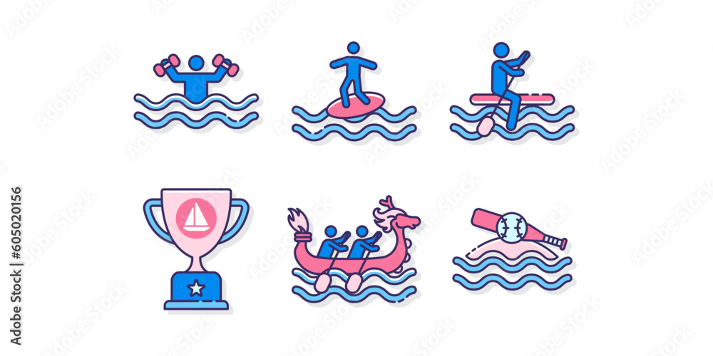 Water Sport Icons logo design inspiration Stock Vector | Adobe Stock