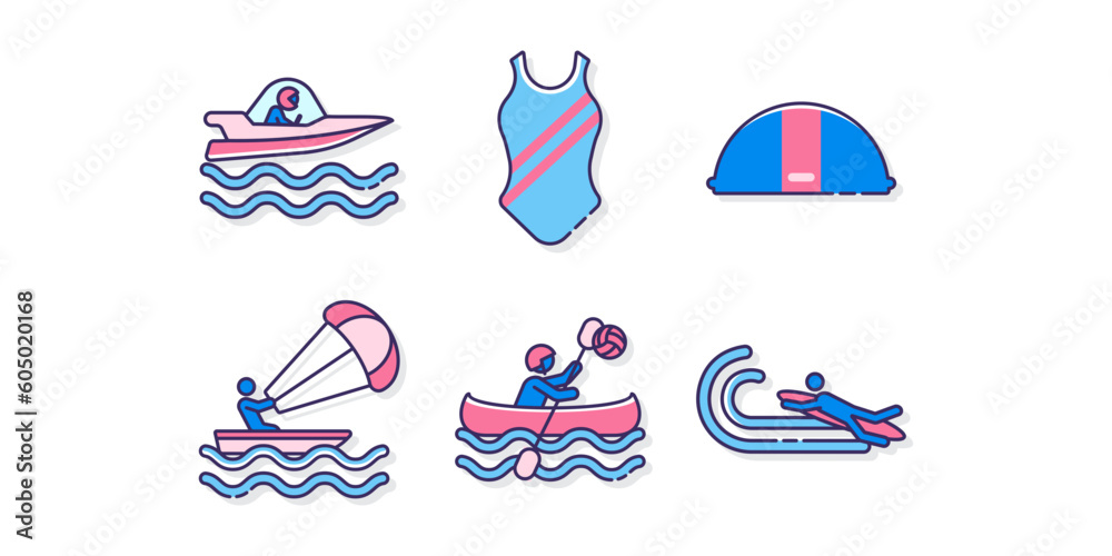 Water Sport Icons logo design inspiration Stock Vector | Adobe Stock