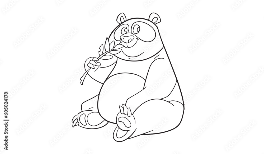Cute giant panda. Template for a coloring book with funny animals ...
