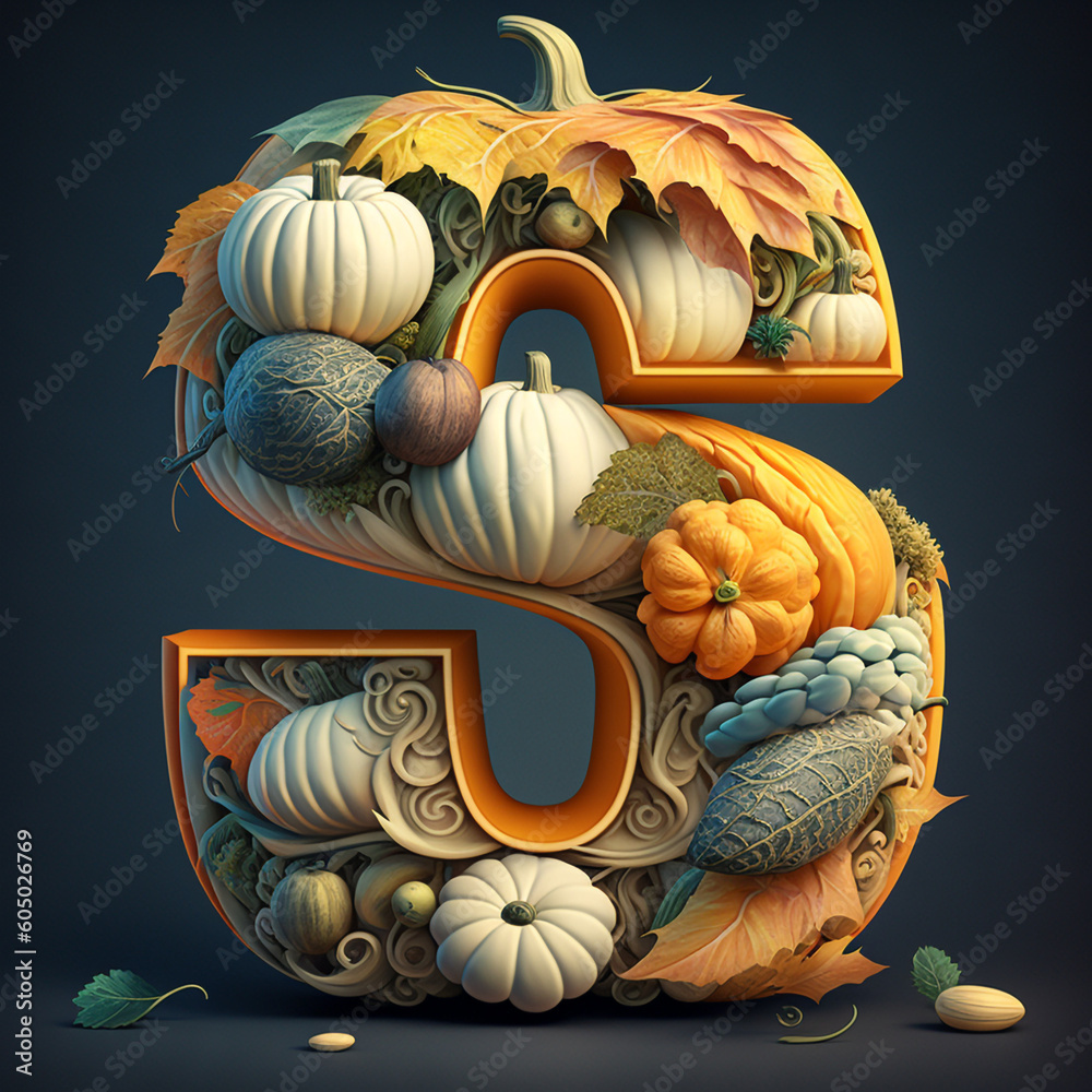 Ai generated ess made of fruits, vegetables with pumpkin. 3D Render ...