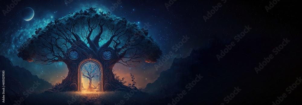 Sacred tree of life is a afterlife portal gate leading to divine ...