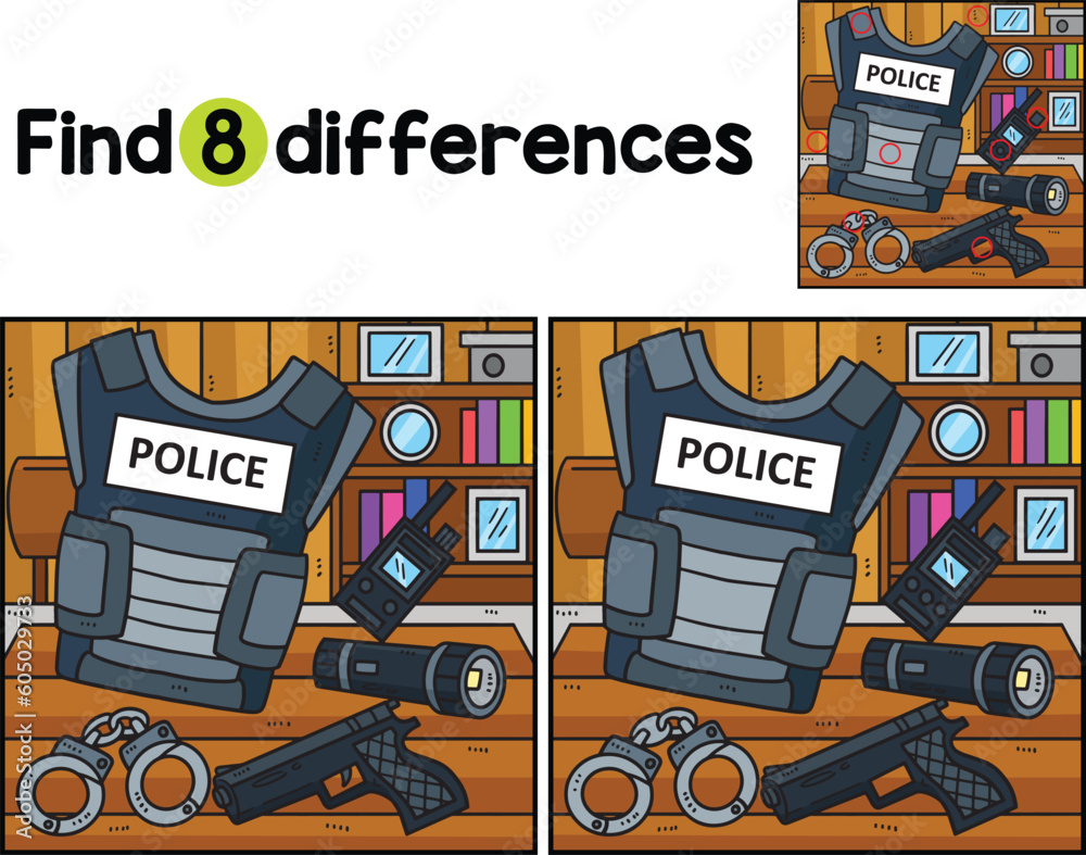 Photo & Art Print Police Officer Equipment Find The Differences, abbydesign
