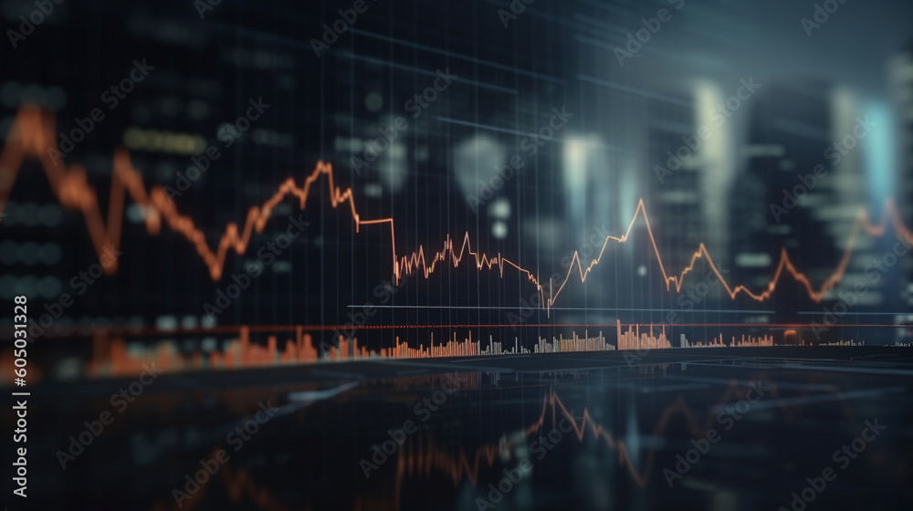 Stock market growth and investment concept on abstract blank dark ...