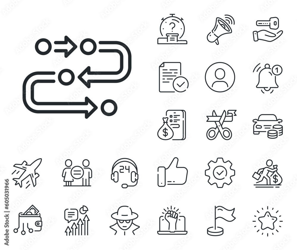Development process sign. Salaryman, gender equality and alert bell ...