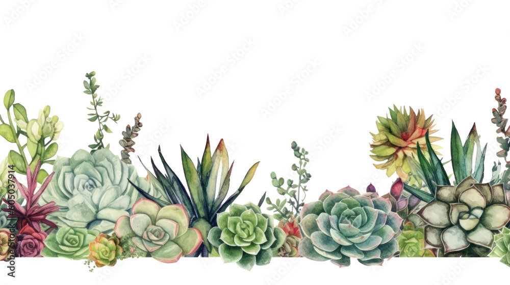 variety of succulent plants as a frame border, copyspace, generative ai ...
