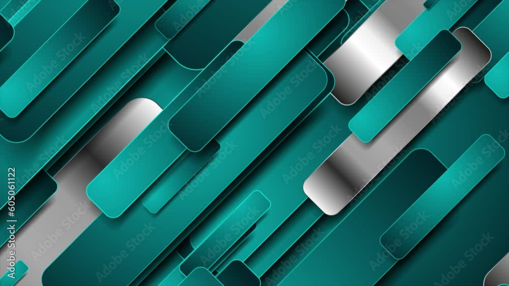 Turquoise and metallic stripes abstract technology background. Seamless ...