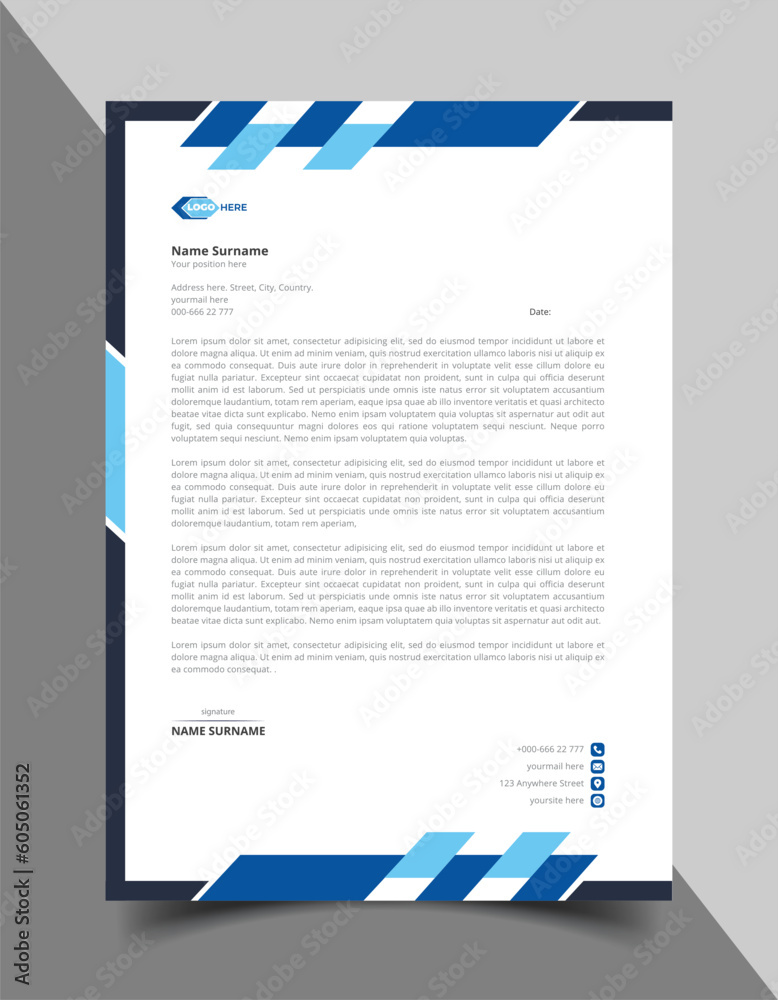 corporate modern letterhead design template. creative modern letter ...