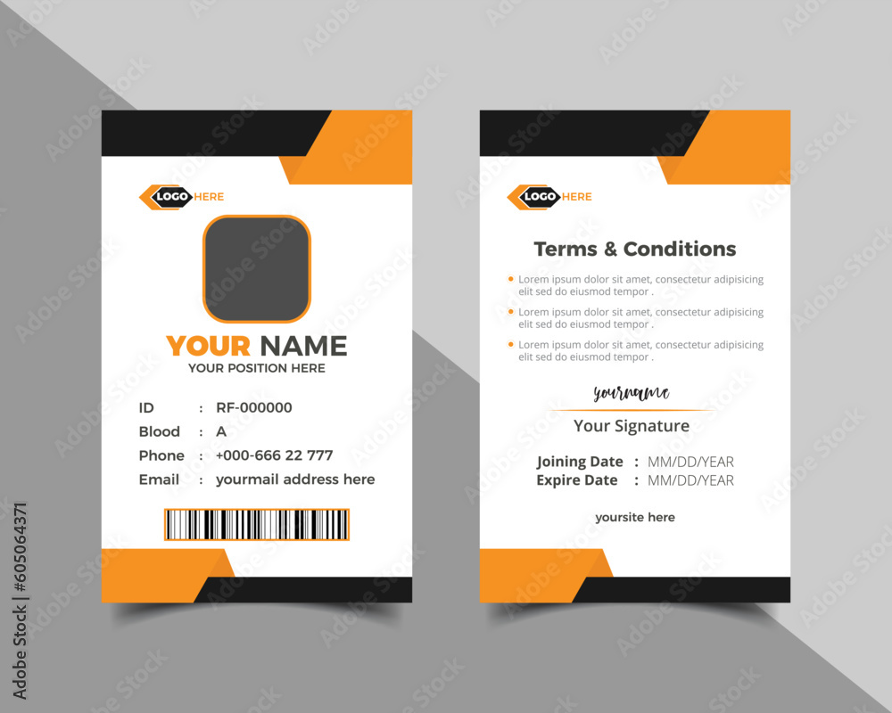 Corporate ID card design template. Simple id card design template ...