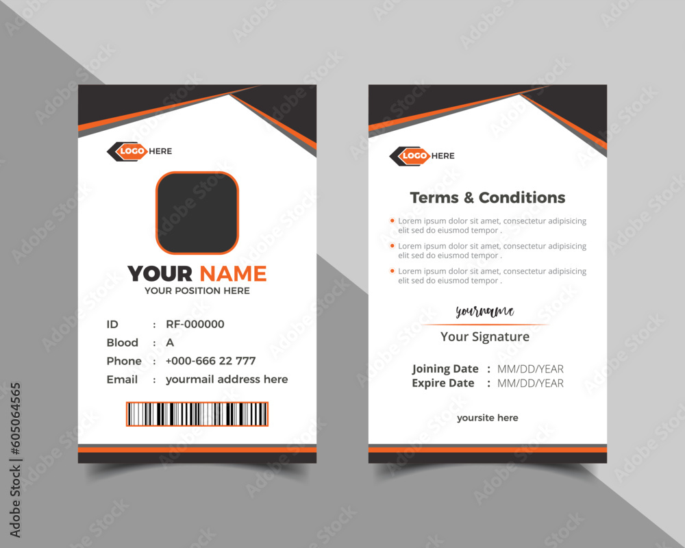 Corporate ID card design template. Simple id card design template ...