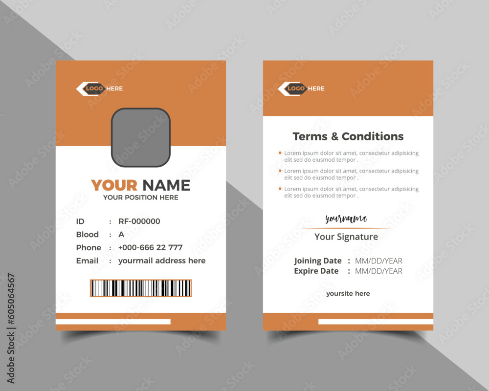 Corporate ID card design template. Simple id card design template ...
