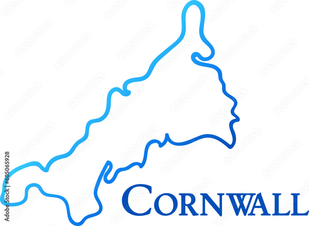 Cornwall blue gradient isolated vector map Stock Vector | Adobe Stock