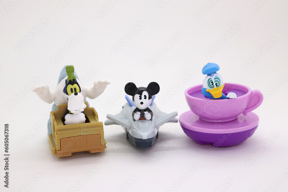 Friends having fun together. Goofy, Mickey Mouse and Donald Duck in the ...