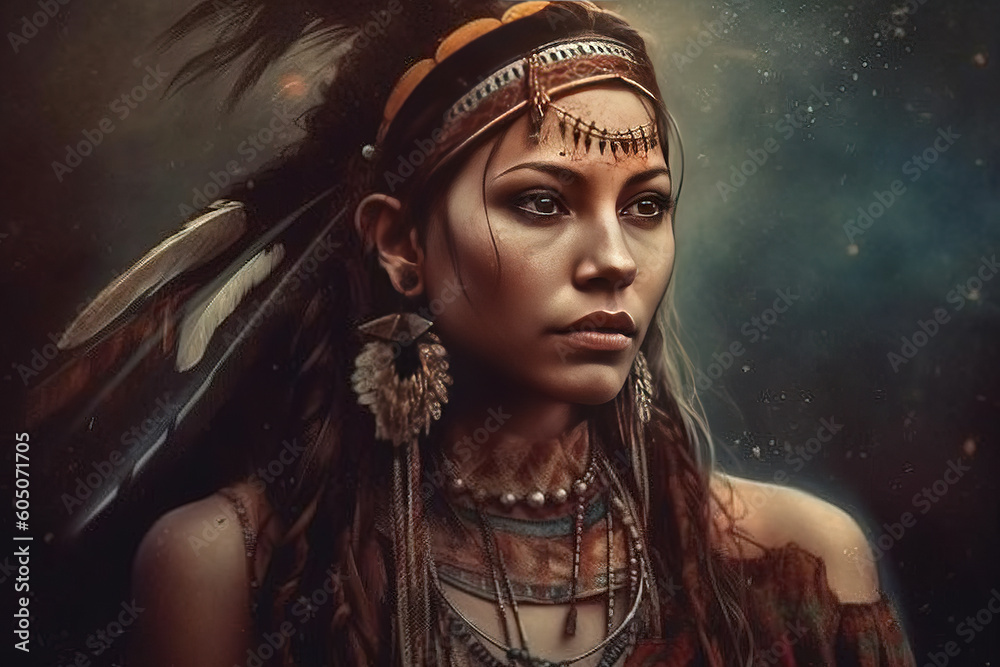 Photo & Art Print Beautiful art of native american indian woman poster ...