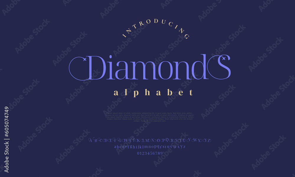 Vetor de Diamonds elegant alphabet letters font and number. Classic ...