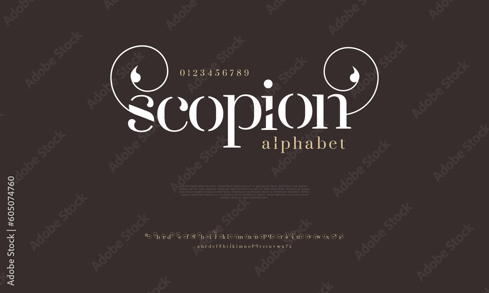 Scorpion abstract digital technology logo font alphabet. Minimal modern ...