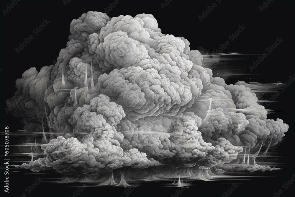 An engraving-style PNG illustration featuring clouds with a transparent ...