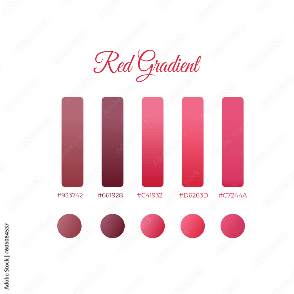 pastel red, brown and pink color palette, collection of soft gradation ...