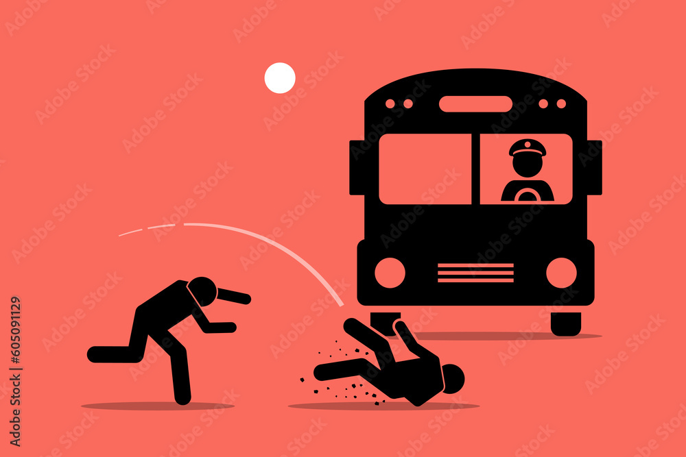 Throw someone under the bus. Vector illustrations clip art depicts ... Throw someone under the bus. Vector illustrations clip art depicts ...