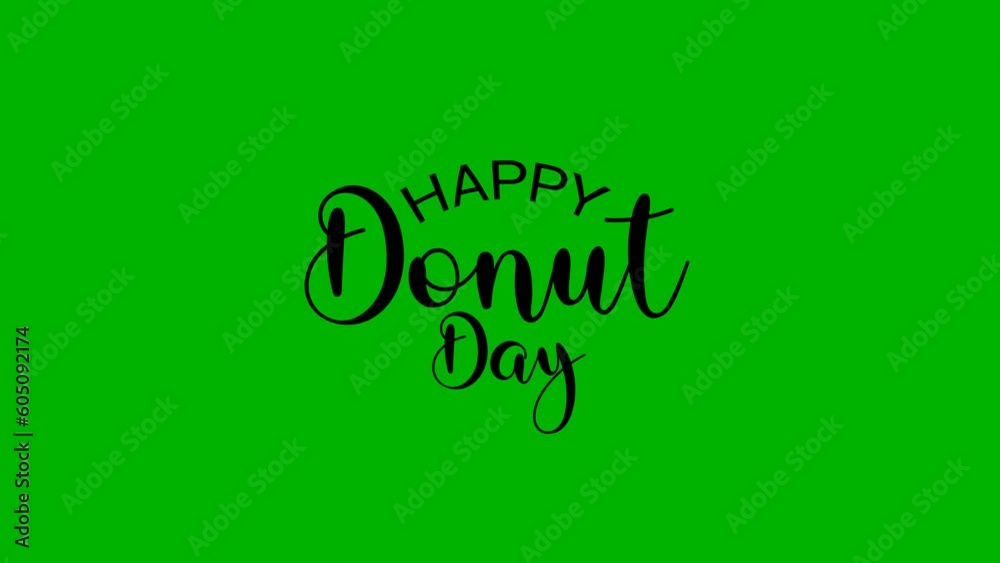 happy donut day animated text in black color on greenscreen. Perfect ...