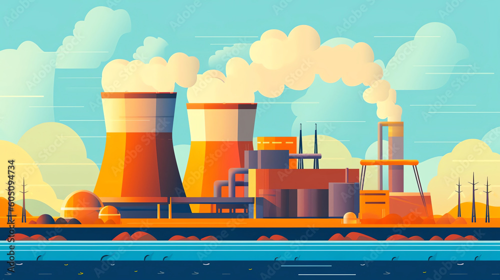 AI Generated: Renewable Energy Power Plant in Vectorial Style with Flat ...