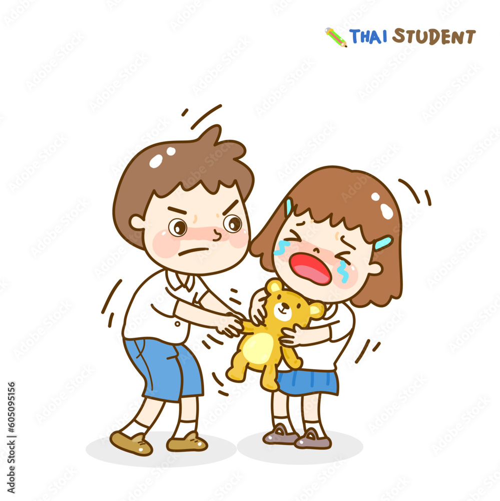 Cartoon kids bullying character vector. Stock Vector | Adobe Stock