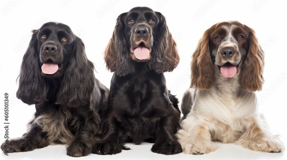 a group of Cocker Spaniels, with happy dispositions, healthy-looking ...