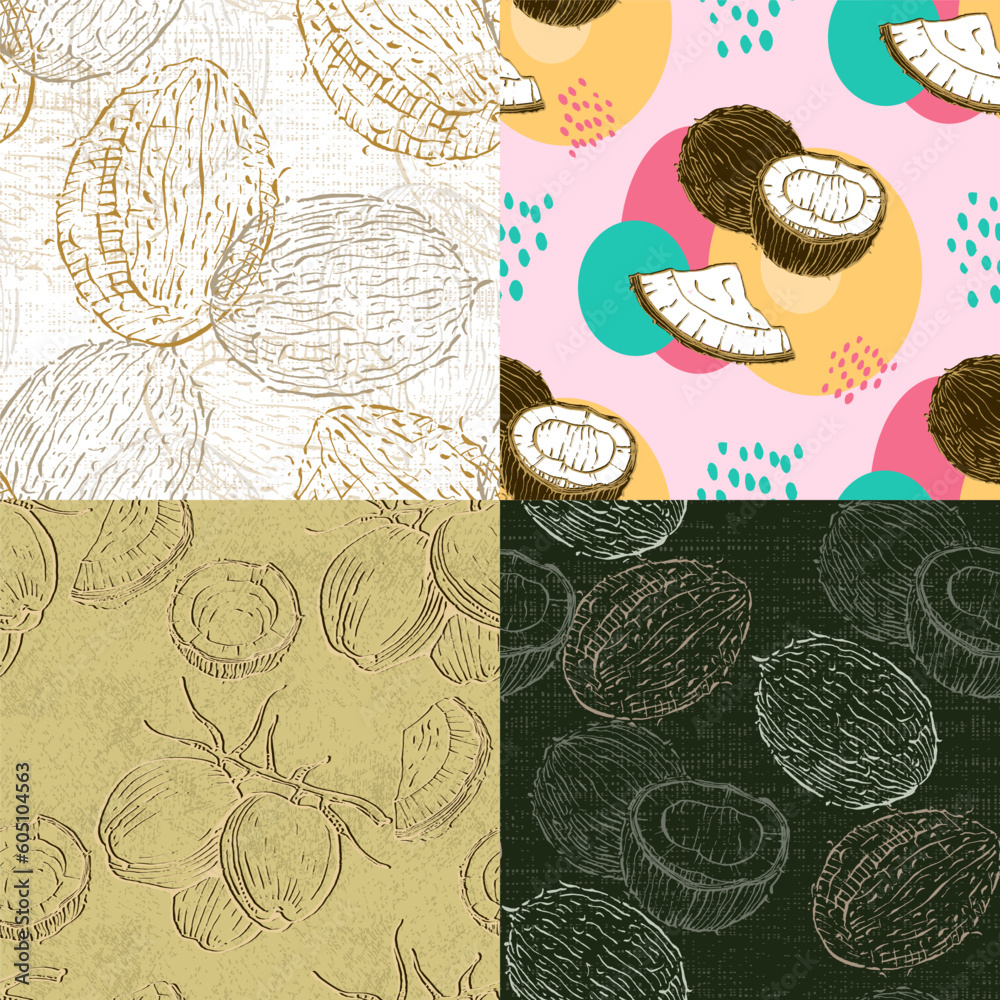 Seamless pattern with coconuts. Summer and paradise background ...