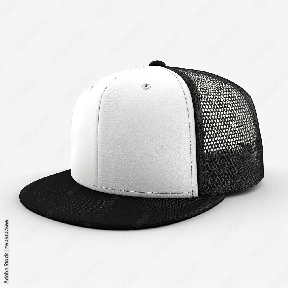 Mesh cap black white color in front view isolated on white background ...
