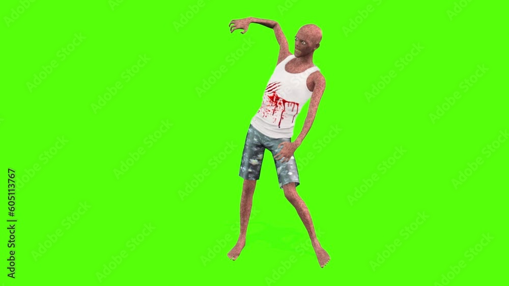 Zombie Attack Green Screen Animation 3D Rendering. Stock Video | Adobe ...
