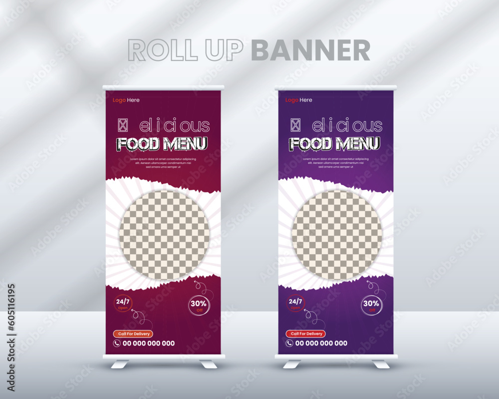 Restaurant and food roll ups banner template design. Unique minimal ...