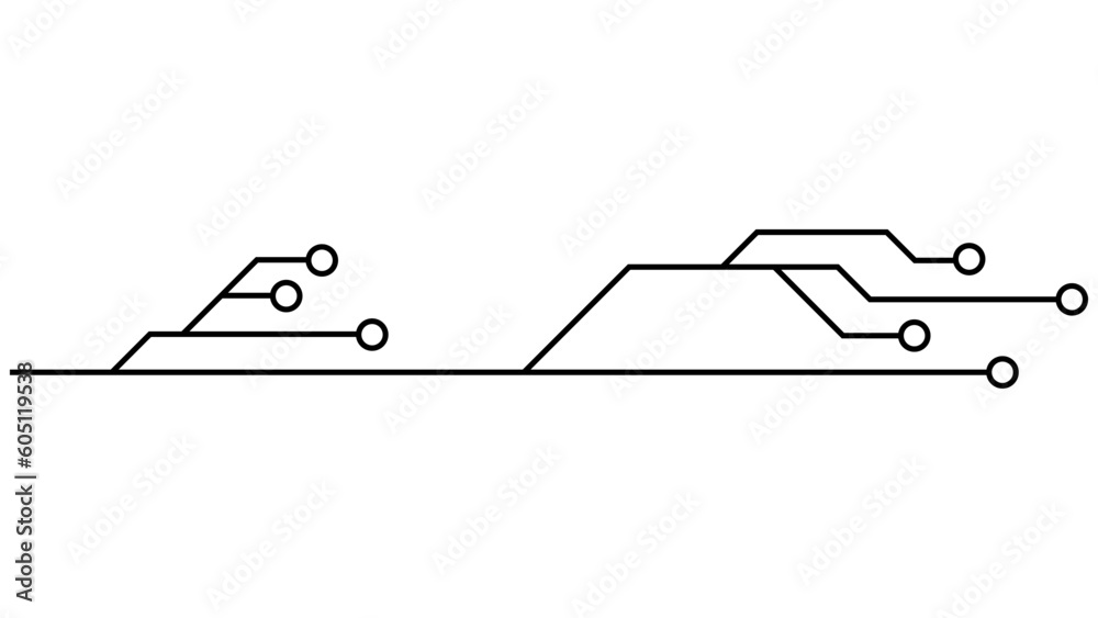 Printed circuit board PCB tracks isolated on white background ...