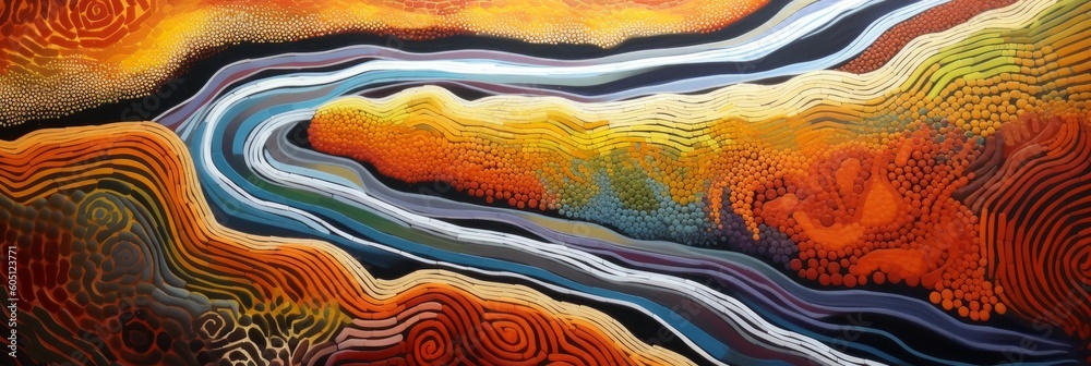 Abstract theme of Australian Indigenous Aboriginal art. Represent style ...