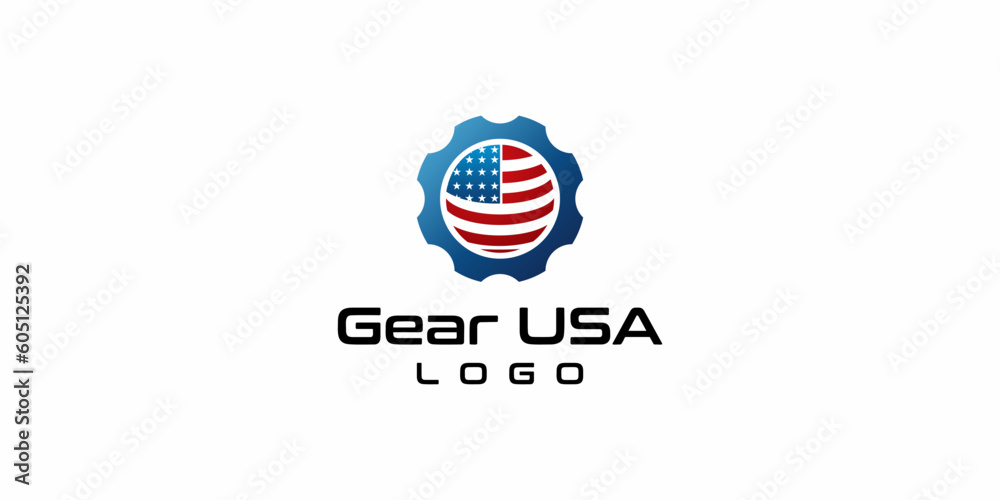 Gear Flag USA Logo Design Inspiration Vector Element Stock Vector ...