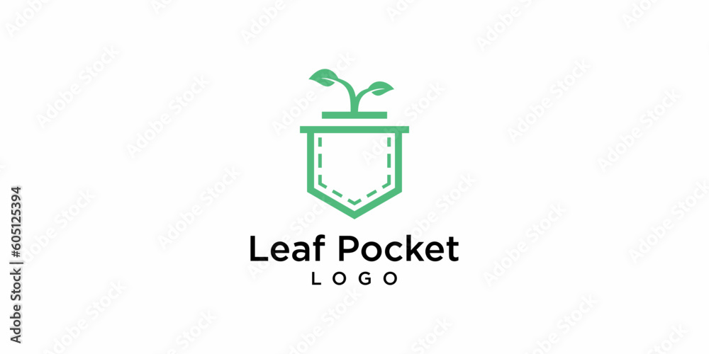 Leaf Pocket Logo design vector inspiration Stock Vector | Adobe Stock