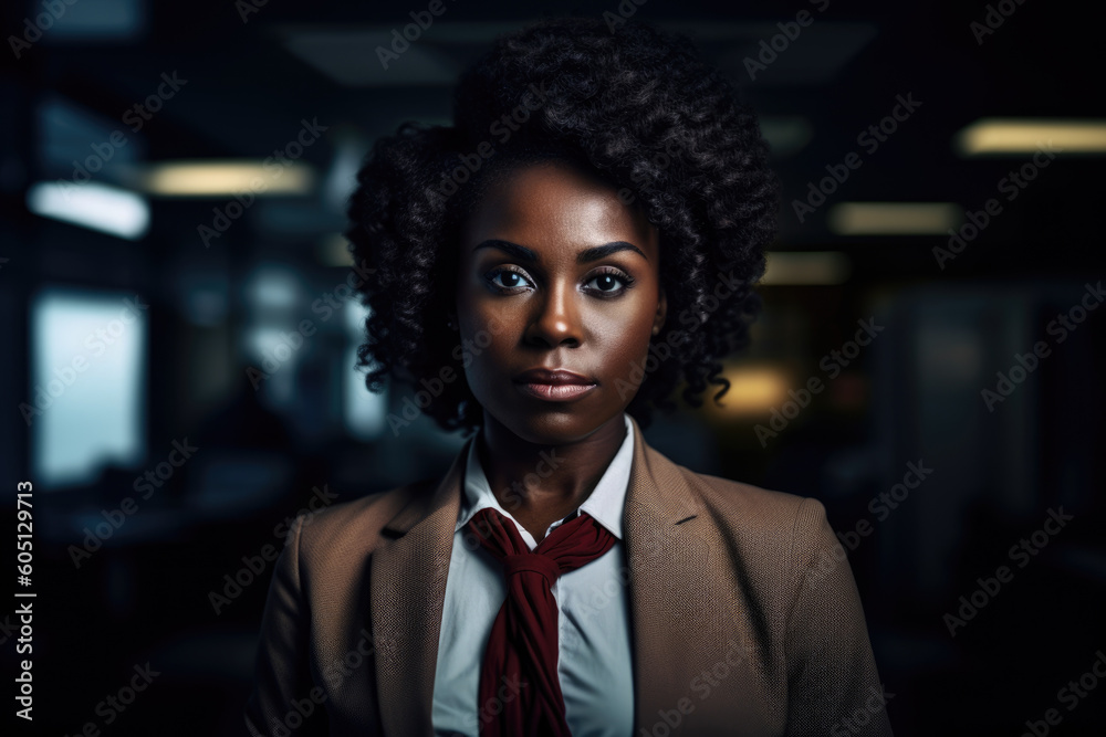 Bllack woman in a business suit standing in a confident pose. Woman's ...