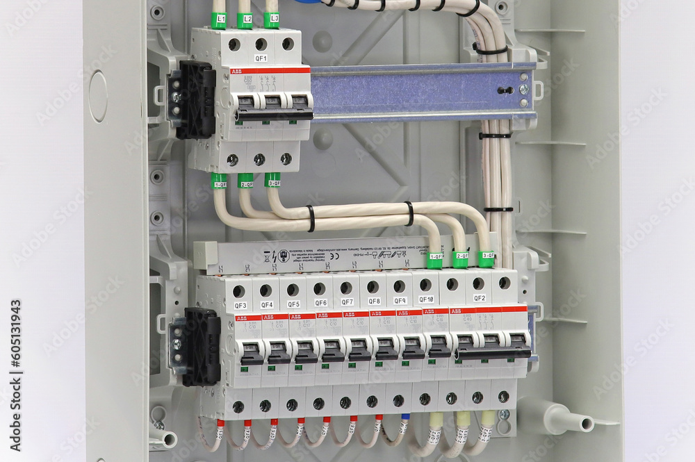 Electrical wiring of the electrical cable and the distribution board in ...