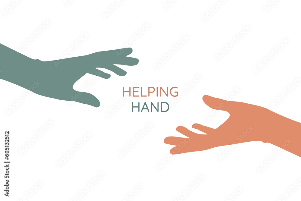 Helping hand concept. Gesture, sign of help and hope. Two hands taking each other. Stock Vector ...