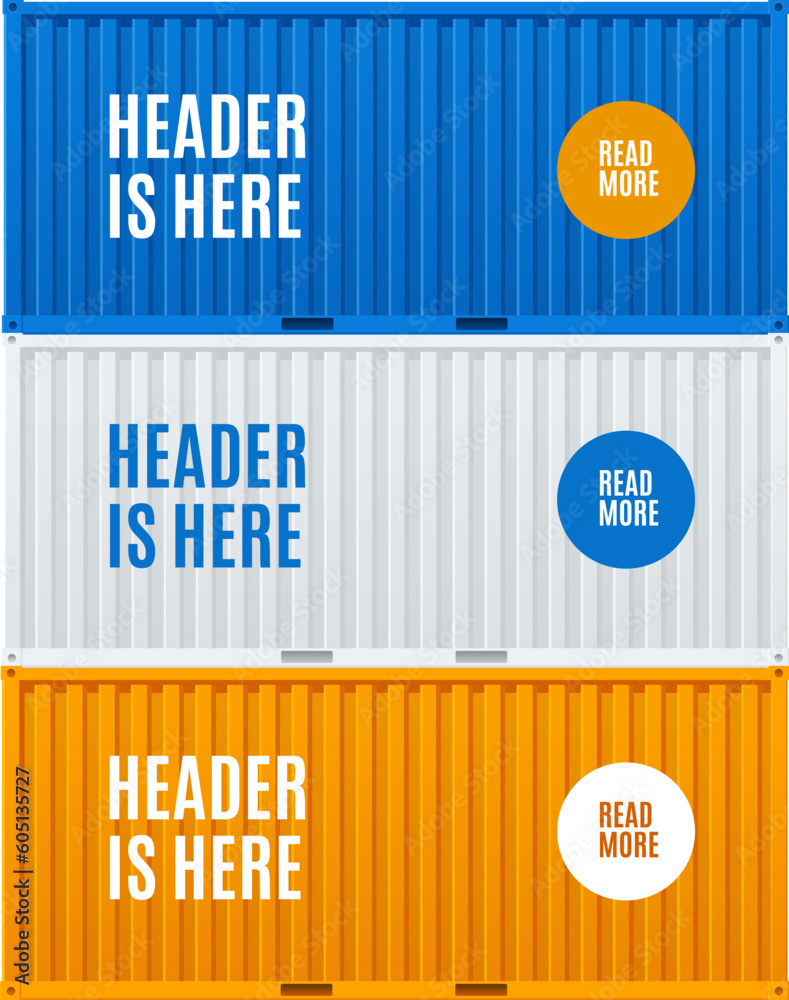 Shipping Cargo Containers Infographics Banners Template Set. Vector ...