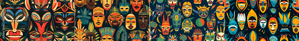 Authentic African mask design High quality seamless pattern for use in ...