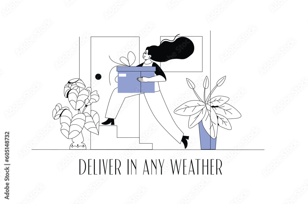 Delivery process concept wit people scene in the flat cartoon style ...