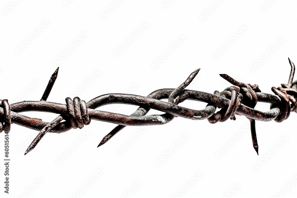 metal wire spikes on a white background created with Generative Ai ...