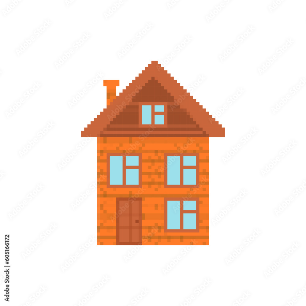 House pixel art isolated. 8 bit House Vector illustration Stock Vector ...