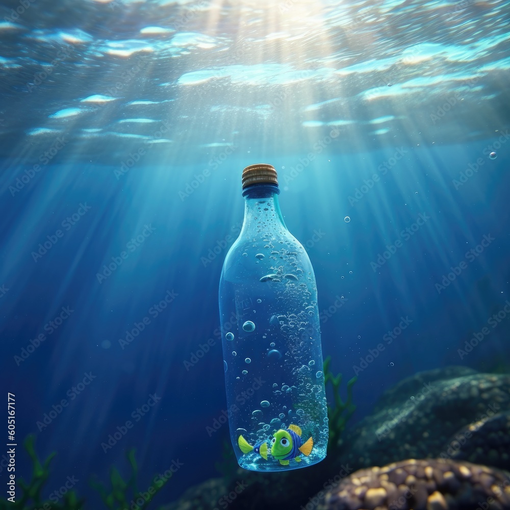 bottle, water, underwater, ocean, plastic bag, plastic, ocean ...