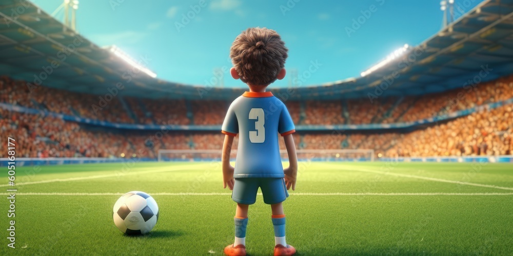 3D Render Football Player Standing in Soccer Stadium, Future Dream to ...