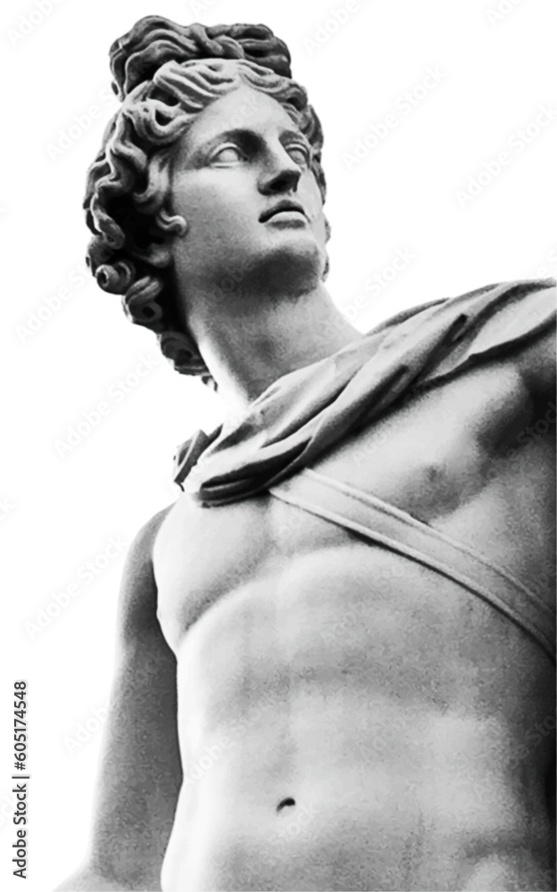 Apollo - isolated vector image of antique statue. Phoebus, God of the ...