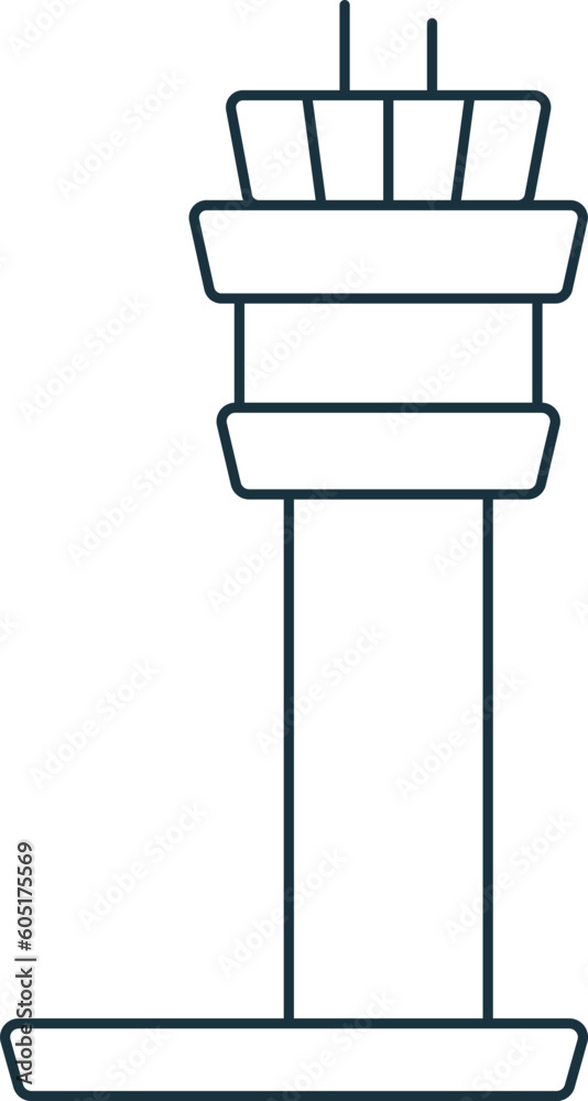 Control tower icon. Monochrome simple sign from airport elements ...