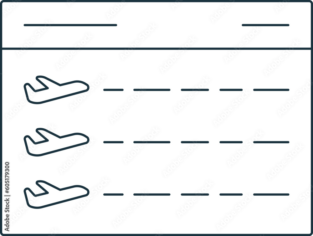 Flight information board icon. Monochrome simple sign from airport ...