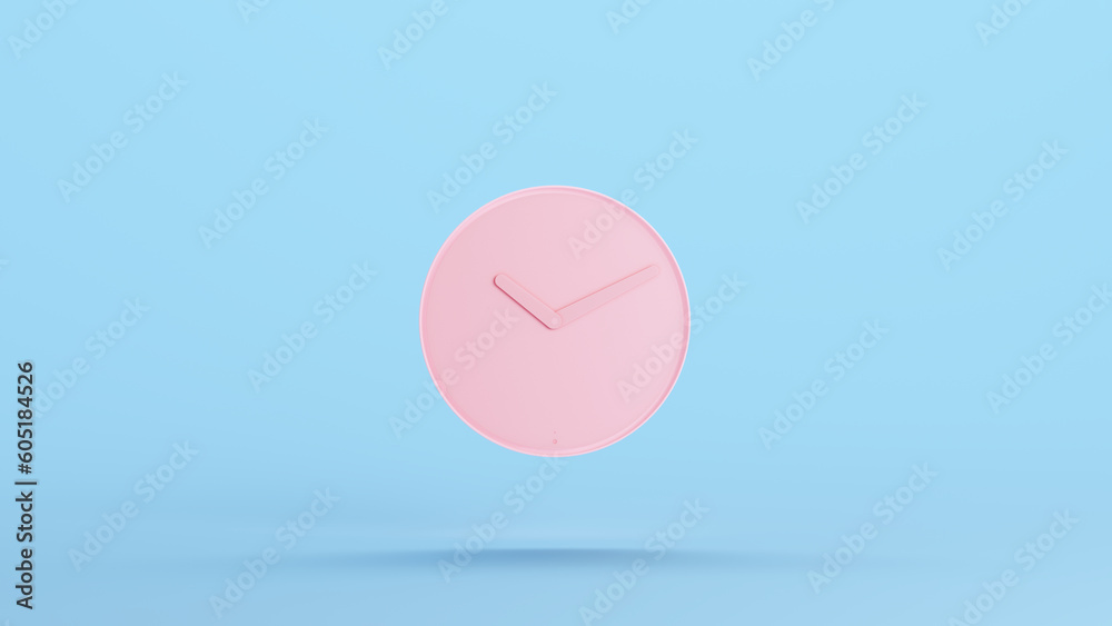 Pink Clock Face Wall Circle Time Number Hour Minute Hand Blue Kitsch ...